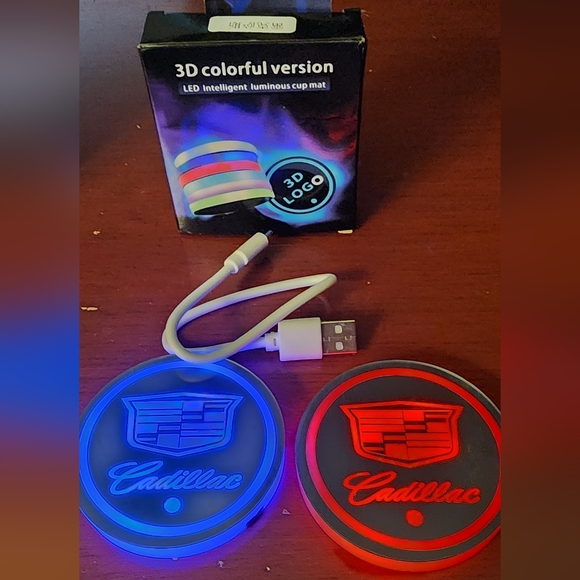Other | 2 Cadillac Led Color Changing Usb Charged Car Cupholder ...